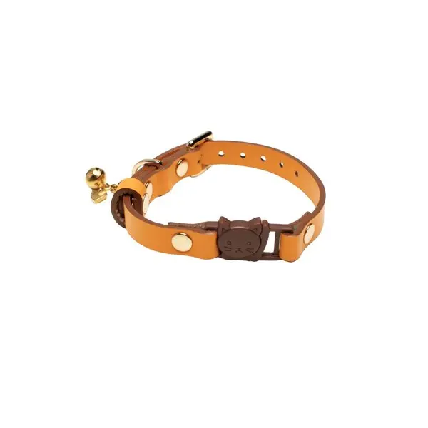 Zoë Pet Atelier Leather Cat Collar - Orange