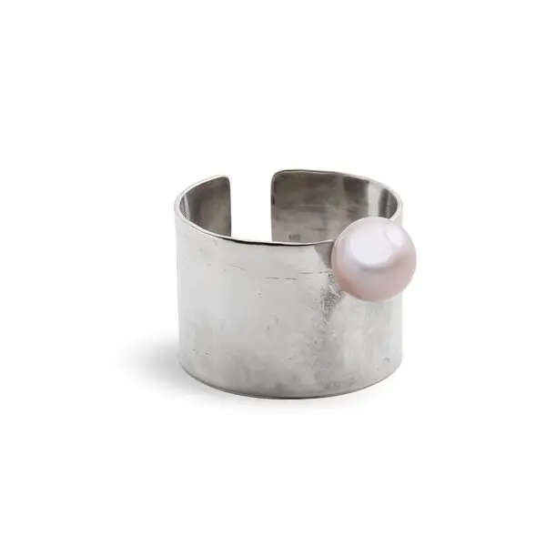 SILVER MOON Pearl Sterling Ring – Luminous Halo - Silver