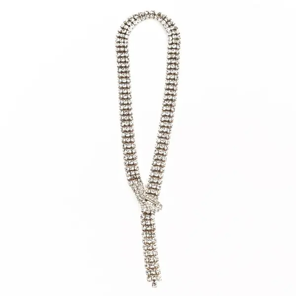 ADDICTED2 Neutrals Drago Snake Necklace With Crystals - Gold