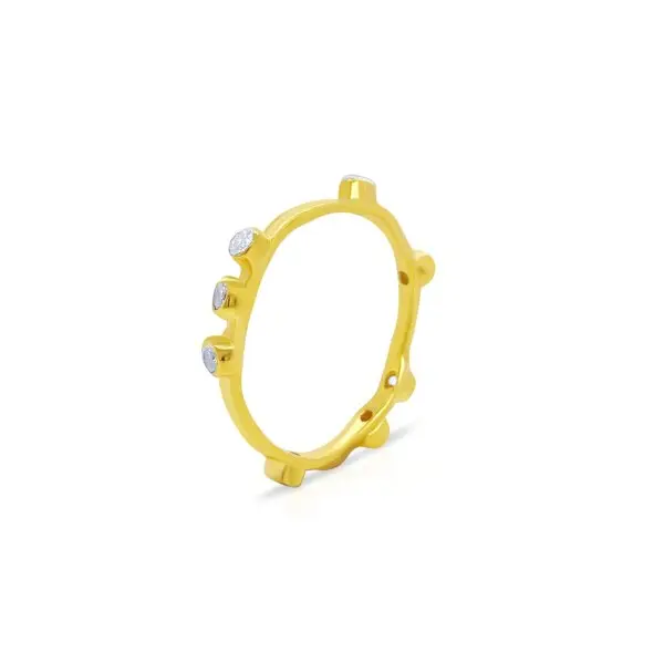 GEM BAZAAR JEWELLERY Gold / White Hoop Hoop Ring - Gold/white