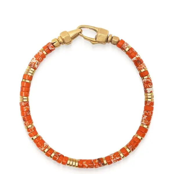 NIALAYA JEWELRY Jasper Heishi Bracelet - Orange