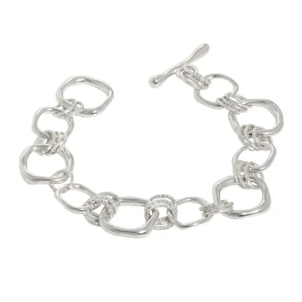 JANUS EDINBURGH Forth Irregular Square Sterling Link Bracelet - Silver