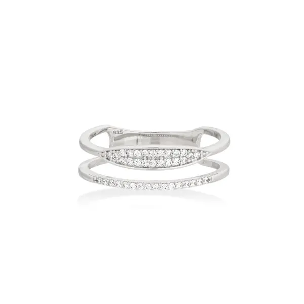 SHABELLA NYC Pave Dual Slim Signet - Silver