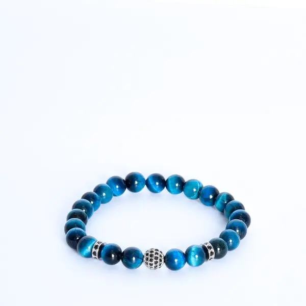 ADDICTED2 Blue / Silver Serenity Handmade Bracelet In Sterling Silver With Aqua Blue Tiger’s Eye & Zircons - Blue/silver