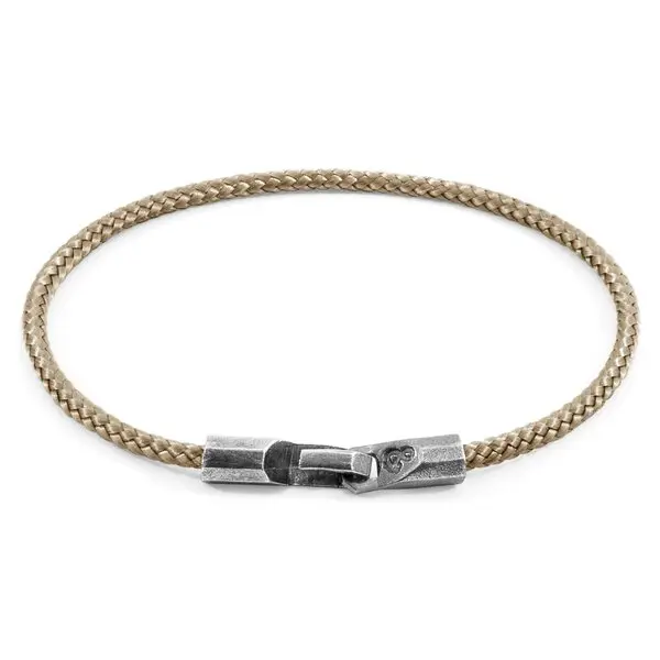 ANCHOR & CREW Sand Talbot Silver & Rope Bracelet - Brown