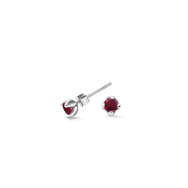 DOWER & HALL Silver Garnet Orissa Studs In Sterling Silver - Red/silver