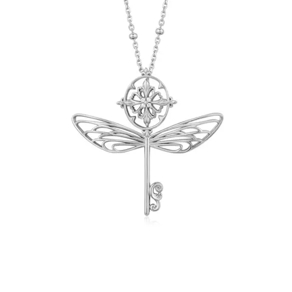 AZURA JEWELRY NEW YORK The Wandering Key Necklace White Gold Vermeil - Silver