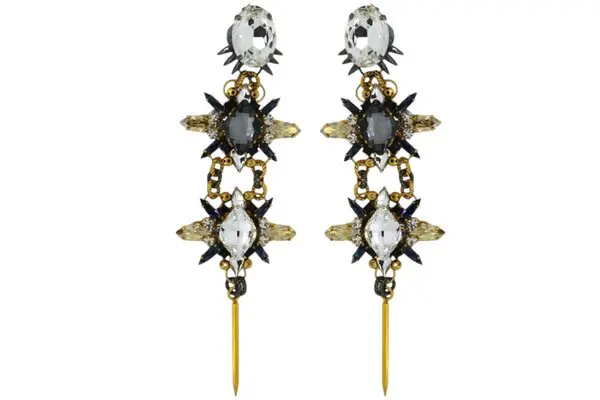 VICKISARGE Neutrals / Black / Grey Shining Knight Statet Earrings - Black/grey