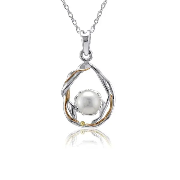 ISLA SILVER Undulating & Pearl Pendant - Silver