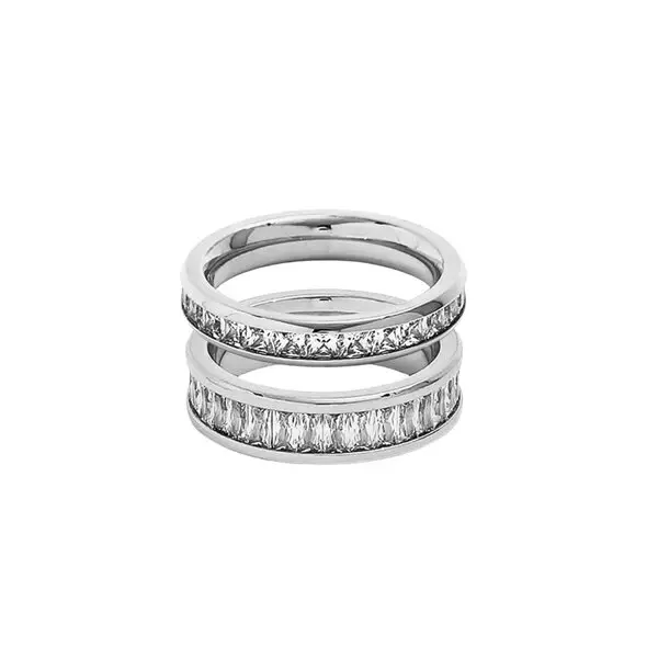 MICKEY'S GIRL Baguette Brillio Ring Set - Silver