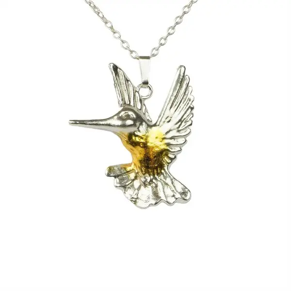 SIMON KEMP JEWELLERS Hummingbird Pendant In Eighteen Carat Gold On Solid Sterling - Silver
