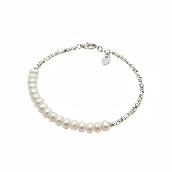 ANGEL BAROCCO Beaded Freshwater Pearl Irregular Bracelet - Silver
