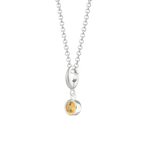 LILY CHARMED Sterling November Birthstone Charm Necklace Citrine - Silver