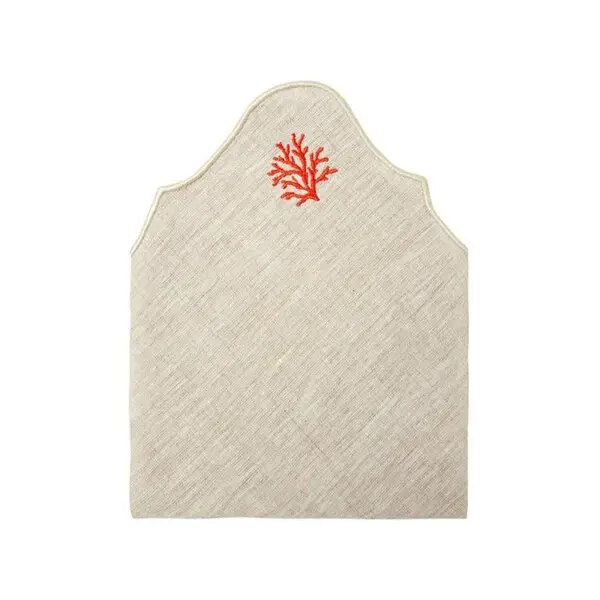 KM HOME COLLECTION Coral Embroidery Linen Napkins Set Of 2 - Orange