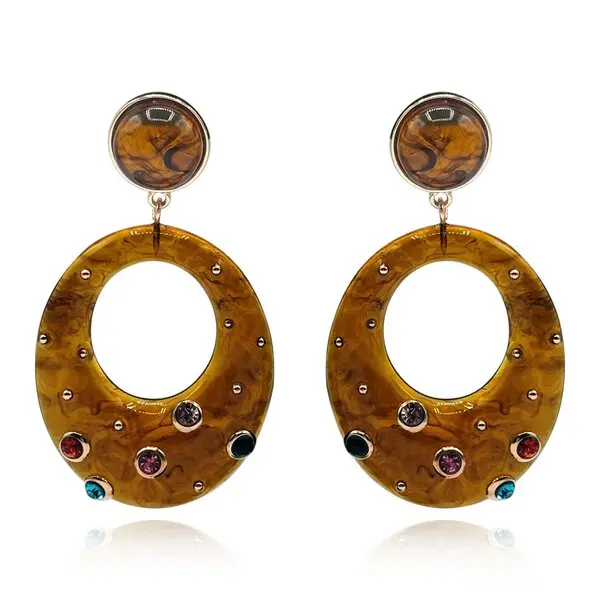 MICHAEL NASH JEWELRY Estelle Studded Tortoise Resin Large Hoop Earrings - Brown