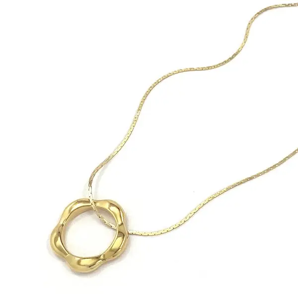 BIKO Plated Large Wildflower Pendant Necklace - Gold