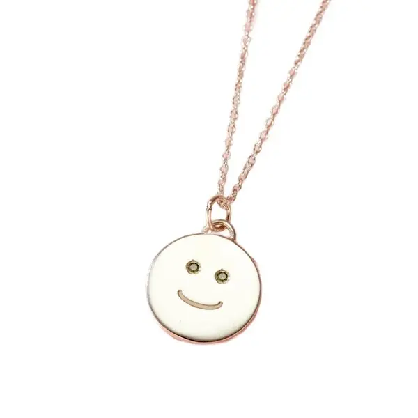 POSH TOTTY DESIGNS Sterling Happy Face Emerald Diamond Pendant Necklace - Silver