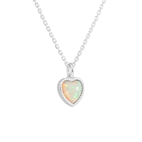 SHABELLA NYC Heart Opal Necklace - Silver