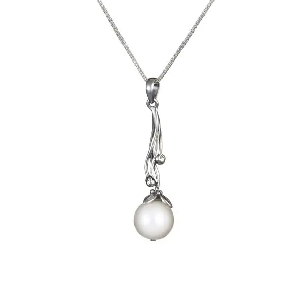 ISLA SILVER Sterling Ornate Pearl Pendant - Silver