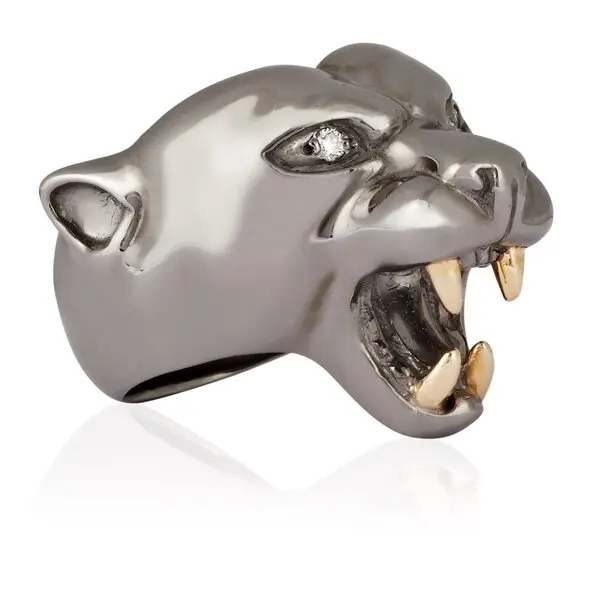 STRANGE FRUIT Panther Ring Rhodium - Black