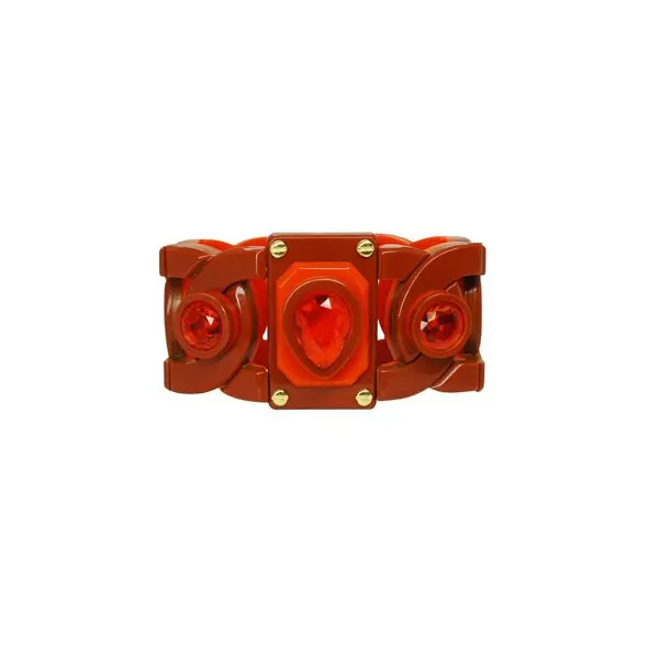 GISSA BICALHO Handmade Acrylic Bracelet Links And Stones Cinnamon - Red