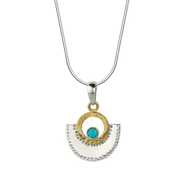 CHARLOTTE'S WEB JEWELLERY Silver / Blue Sundar Fan Silver Pendant Necklace Turquoise - Silver/blue