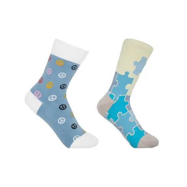 PEPER HAROW - MADE IN ENGLAND Peace & Jigsaw Socks Bundle - Blue