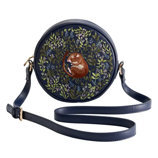 FABLE ENGLAND X Chloe Giordani Dormouse Embroidered Round Saddle Bag Navy - Blue