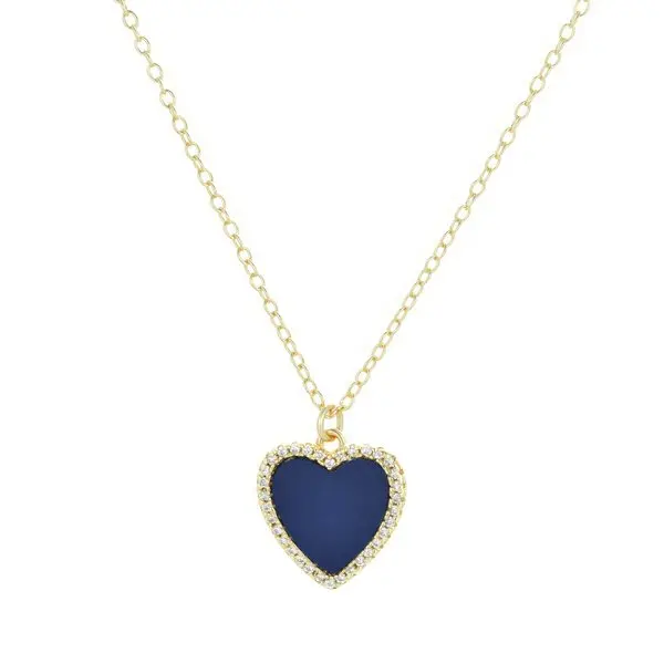 KAMARIA Lapis Lazuli Heart Necklace With Crystals - Blue