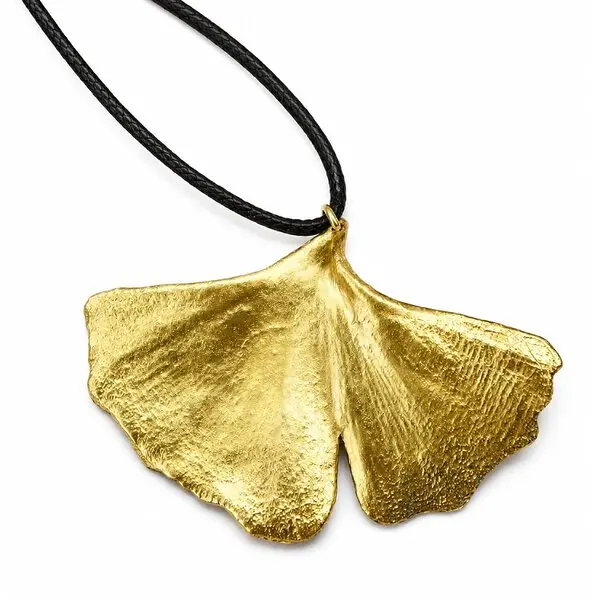 MOTHER NATURE JEWELRY Ginkgo Biloba Leaf Pendant, Handmade Necklace Statet Jewelry, Sterling Silver - Gold