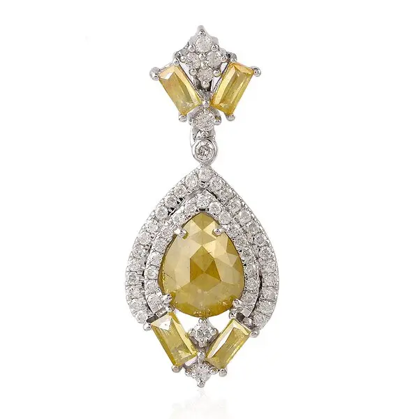 ARTISAN White / Gold Ice Diamond & Diamond Drop Pendant In 18k White Gold - White/gold