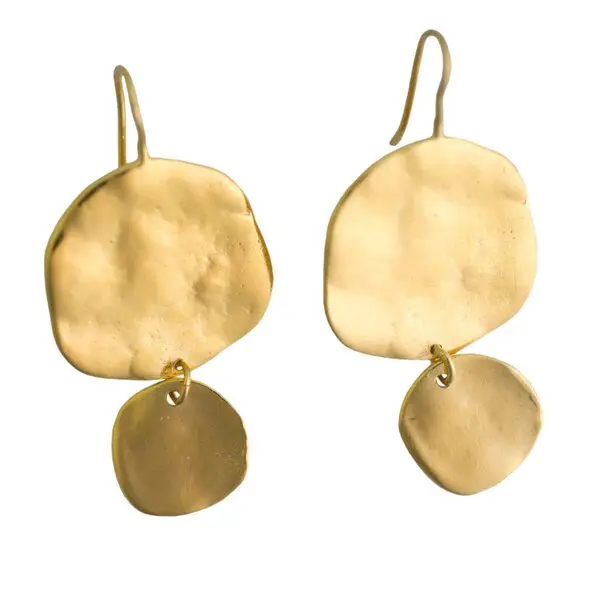 KAREN HALLAM Ibiza Double Disc Earrings Plated - Gold