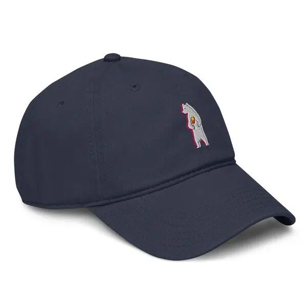 ANCHOR & CREW Navy Polar Bear Day Out In The Wild Cotton Embroidered Cap - Blue