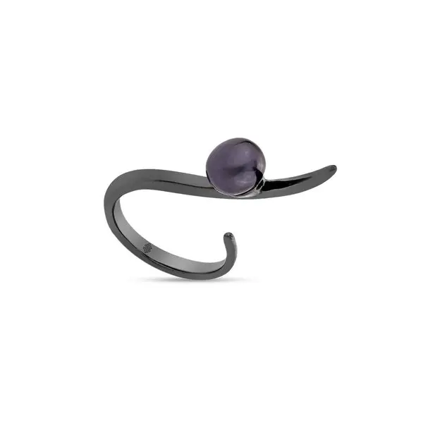 SALLY SKOUFIS Moon Shadow Ring With Natural Pearl In Premium Rhodium - Black