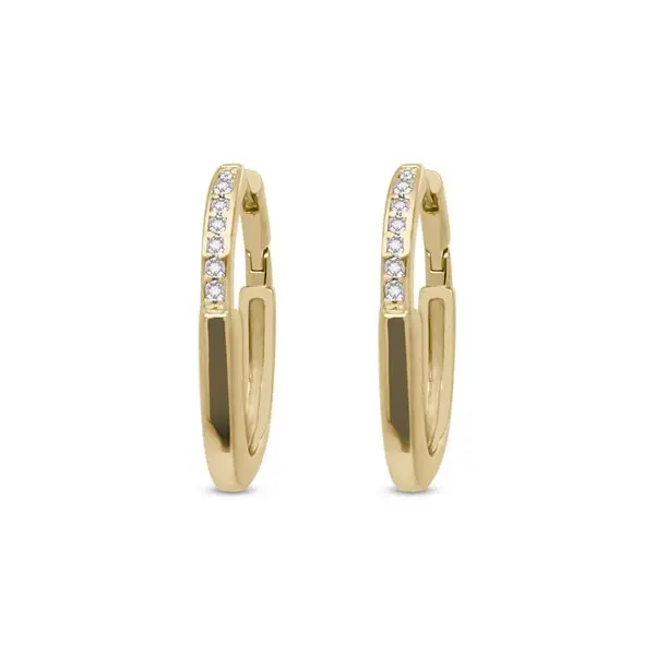 CLEMENCE WREN Large Oval Gemstone Hoop Earrings - Gold