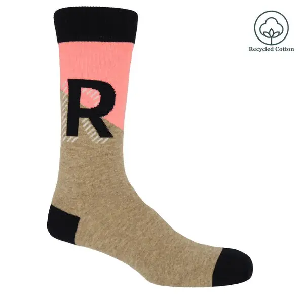 PEPER HAROW - MADE IN ENGLAND Alphabet ’s Socks – R - Grey