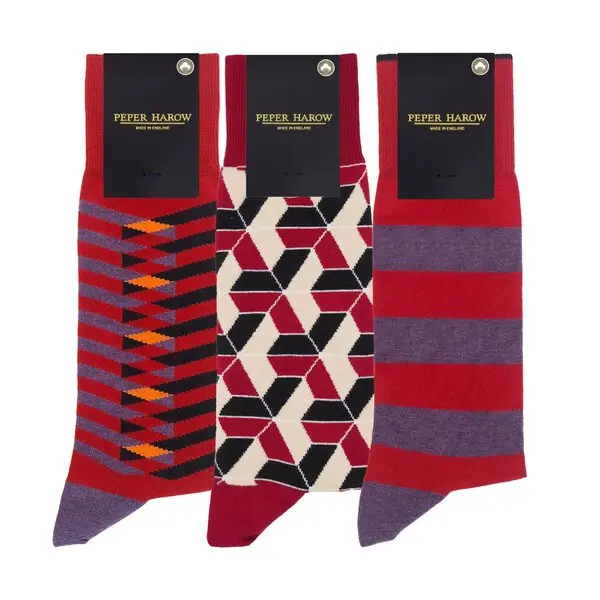 PEPER HAROW - MADE IN ENGLAND Organic Socks Bundle Burgundy - Red