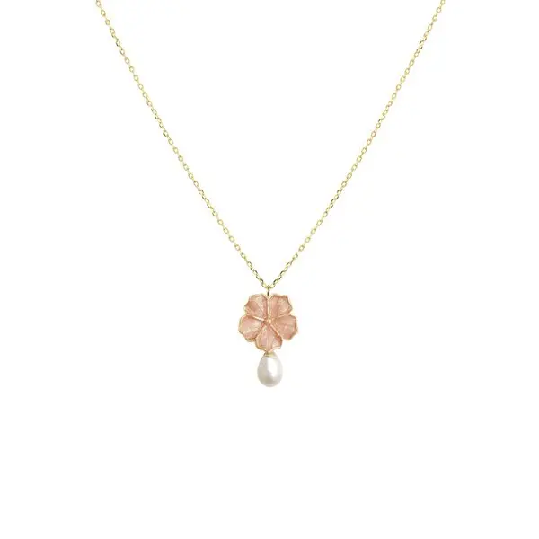 ALEGORIA JEWELLERY Pink / Gold Bavella Mini Drop Pearl Necklace Pink - Pink/gold
