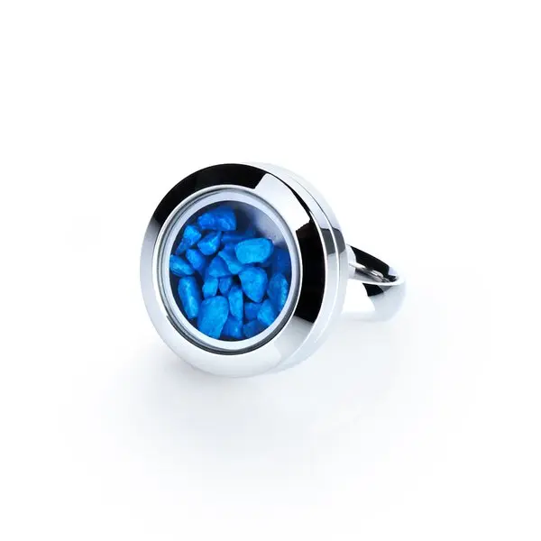 MY LITTLE NATURE Silver / Blue Artisan Ring Handcrafted Statet Ring With Natural Blue Stones - Silver/blue