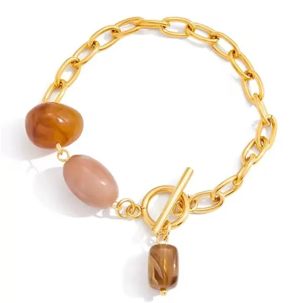 OLIVIA LE Neutrals Gold Neutral Resin Stone Charm Bracelet - Yellow