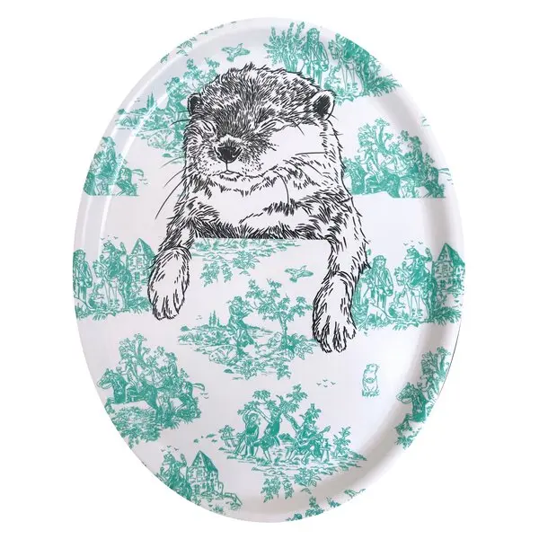 JIMBOBART Otter Have A Duvet Day Toile Pattern Tray - Brown