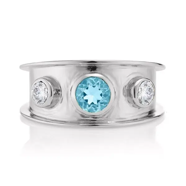 AUGUSTINE JEWELS Blue / White Blue Topaz & White Topaz White Gold Statet Ring - Blue/white