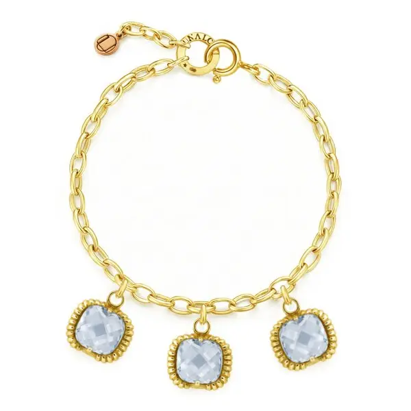 UNALOE Gold / Blue Fantasy Gold Vermeil Bracelet With Blue Crystal – Elegant ’s Jewelry With Faceted Stone - Gold/blue
