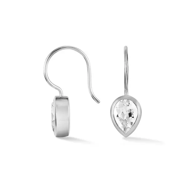 DOWER & HALL Silver / White Pear White Topaz Earrings - Silver/white