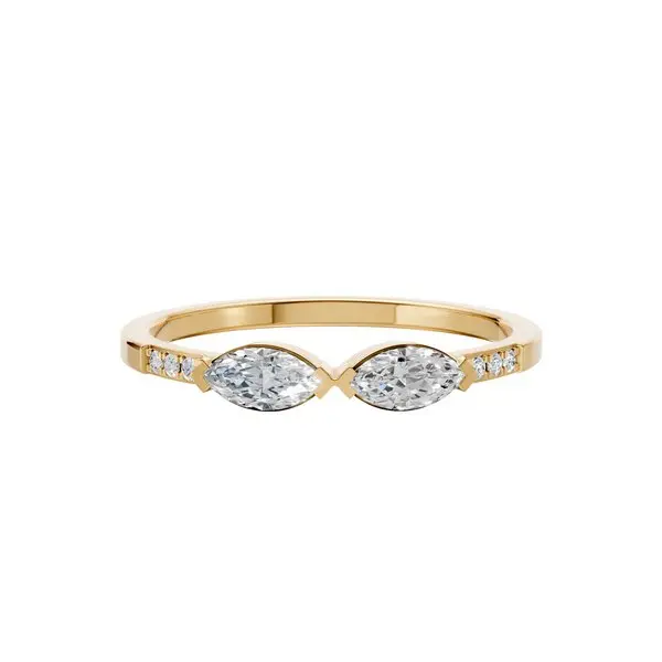AYA FINE JEWELRY Double Marquise Lab Diamond Ring In 14k Solid Gold