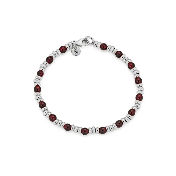 NELLOU JEWELLERY Red / Silver Gem Garnet Bracelet Birthstone January Sterling Silver - Red/silver
