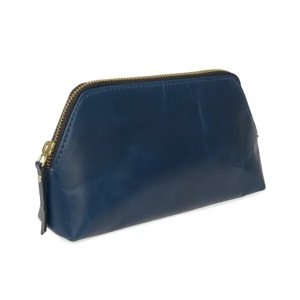 VIDA VIDA Solar Navy Leather Make-up Bag - Blue