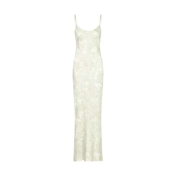 LILY ROU Neutrals Coral Silk Midi Slip Dress - Orange