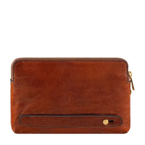 TIME RESISTANCE Leather Clutch In Cognac Ulysses - Brown