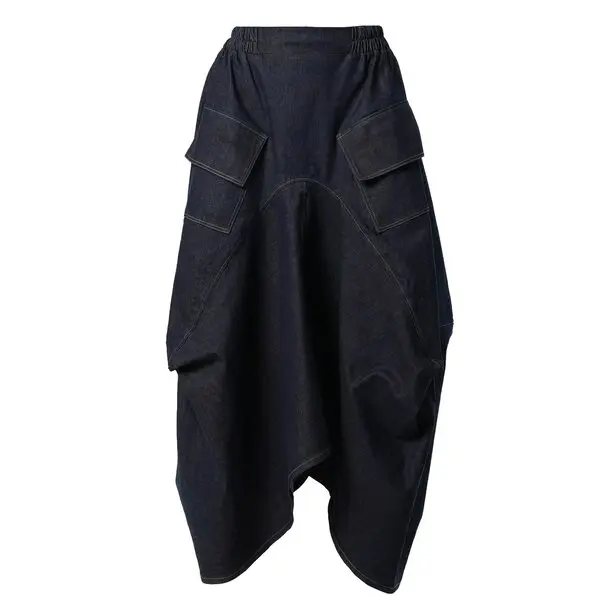 METAMORPHOZA Denim Asymmetrical Skirt In Dark - Blue